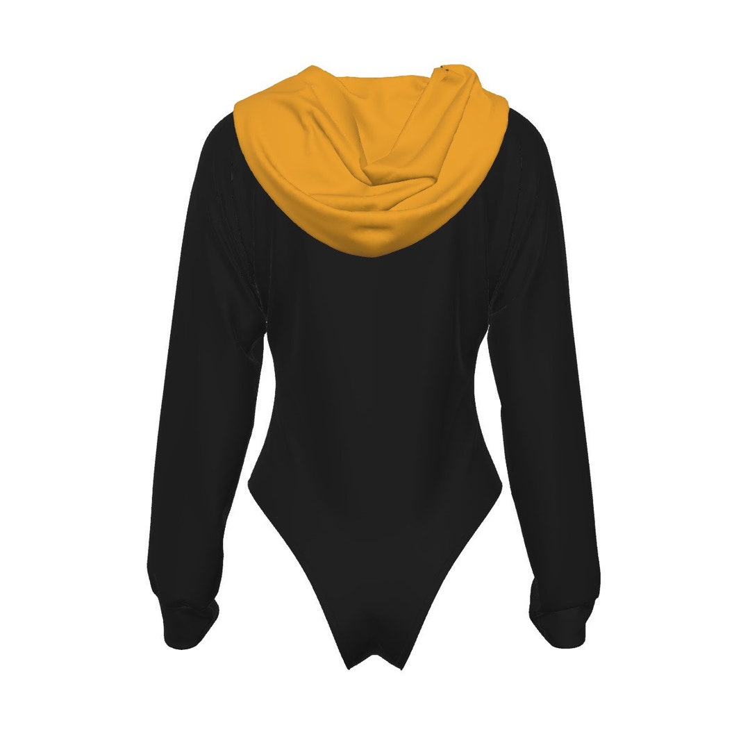 Raglan Sleeve Hooded Bodysuit- Black and Gold - Etsy
