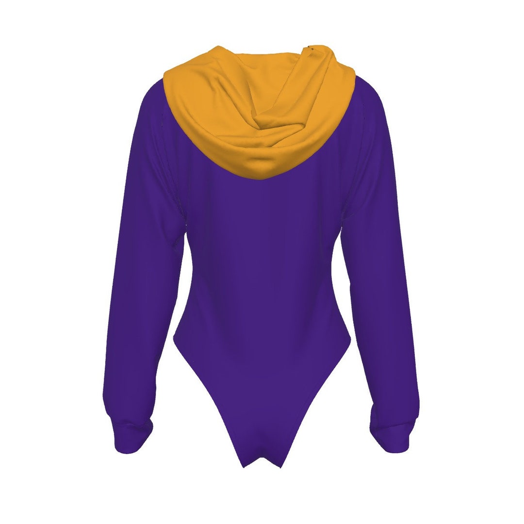 Raglan Sleeve Hooded Bodysuit Purple and Gold - Etsy
