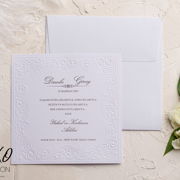 Embossed Wedding Invitations - Etsy
