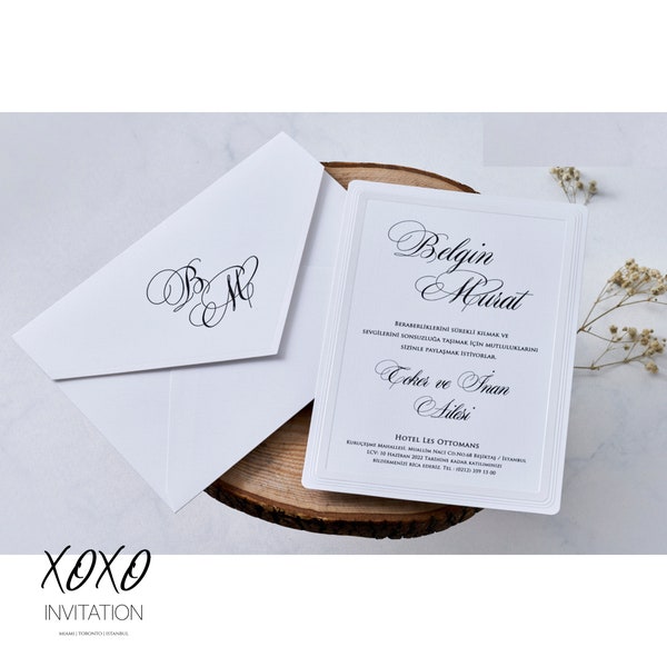 White Embossed Wedding Invitations - Etsy
