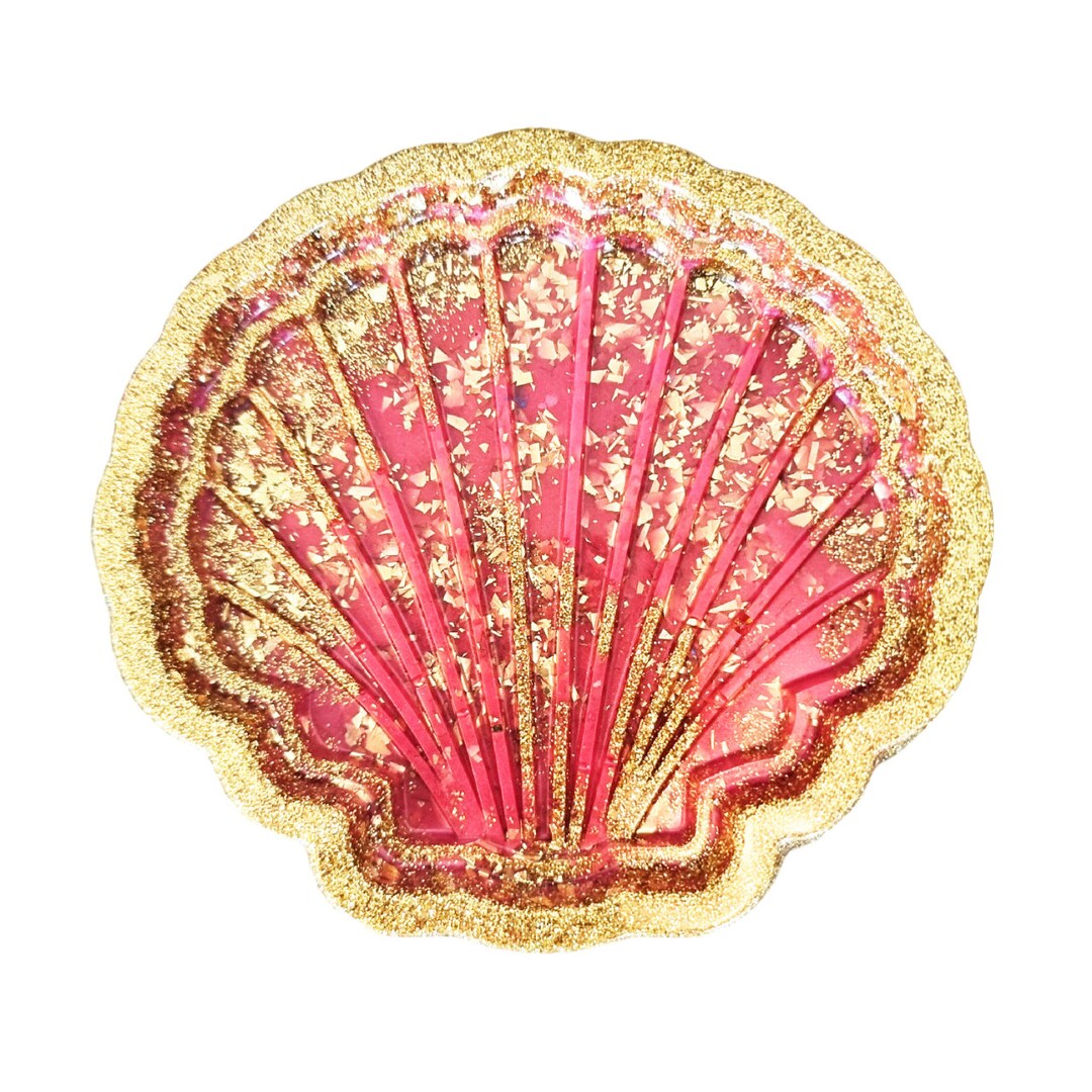Pink & Gold Glitter Shell Epoxy Resin Trinket Tray - Etsy