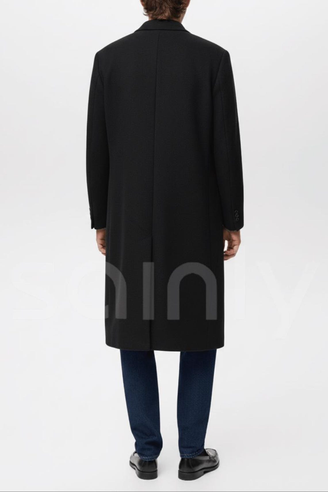 Men’s Black Tweed Overcoat – Long Wool Trench Jacket | Classic Winter ...