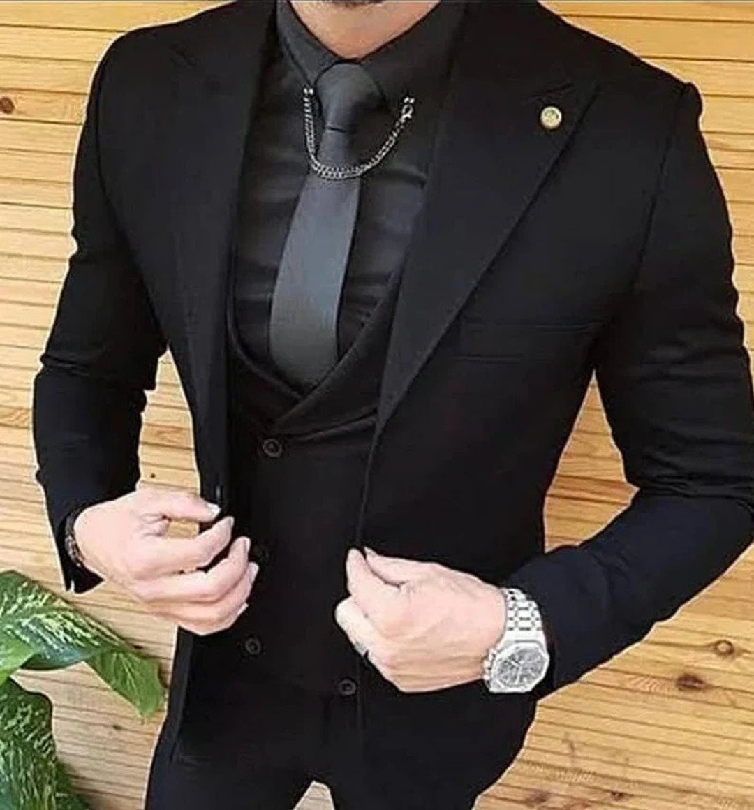 Men Stylish Suit Men Suit Three Piece Suit Men Black Suit Men Wedding ...
