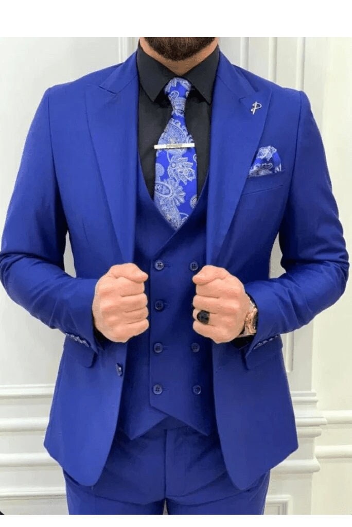 Premium Royal Blue Suit Men Slim Fit Suit Formal Fashion Wedding Suit ...
