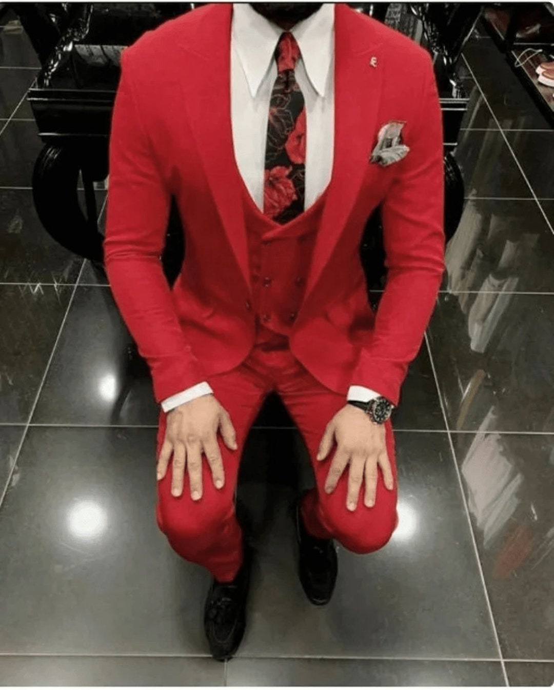 Mens Red Slim Fit Suit: Bespoke Wedding, Prom, Engagement - Etsy