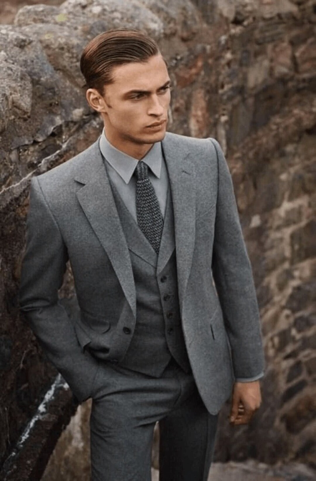 Men Tweed Grey Suit, Tweed Wedding Suit, 3 Piece Suit, Wedding Suits ...