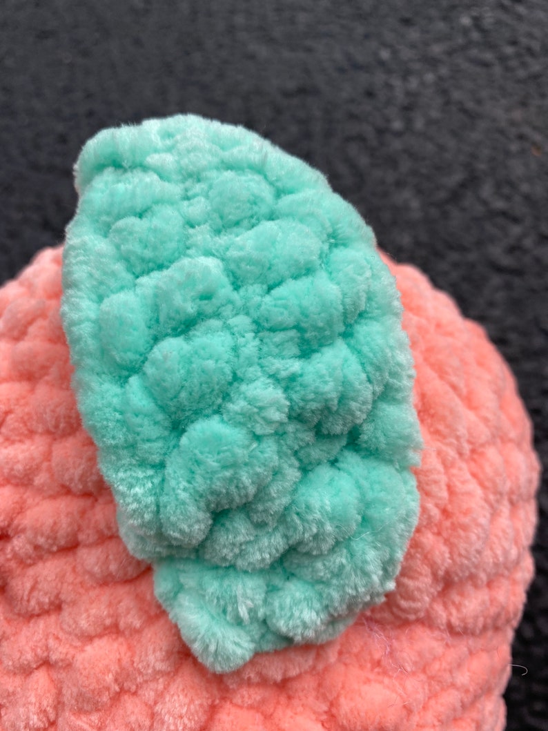 Jumbo Peach Amigurumi Crochet Plushie With Stem/ Leaf - Etsy