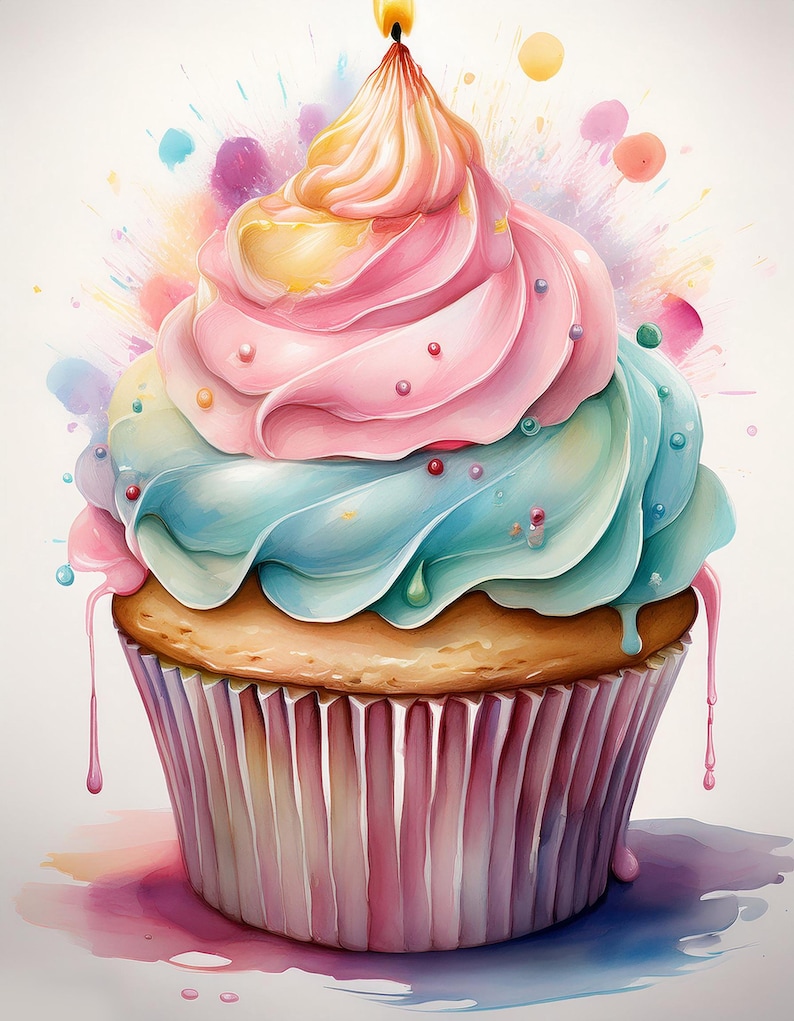 Birthday Cupcake With Balloons, Digital Download - Etsy