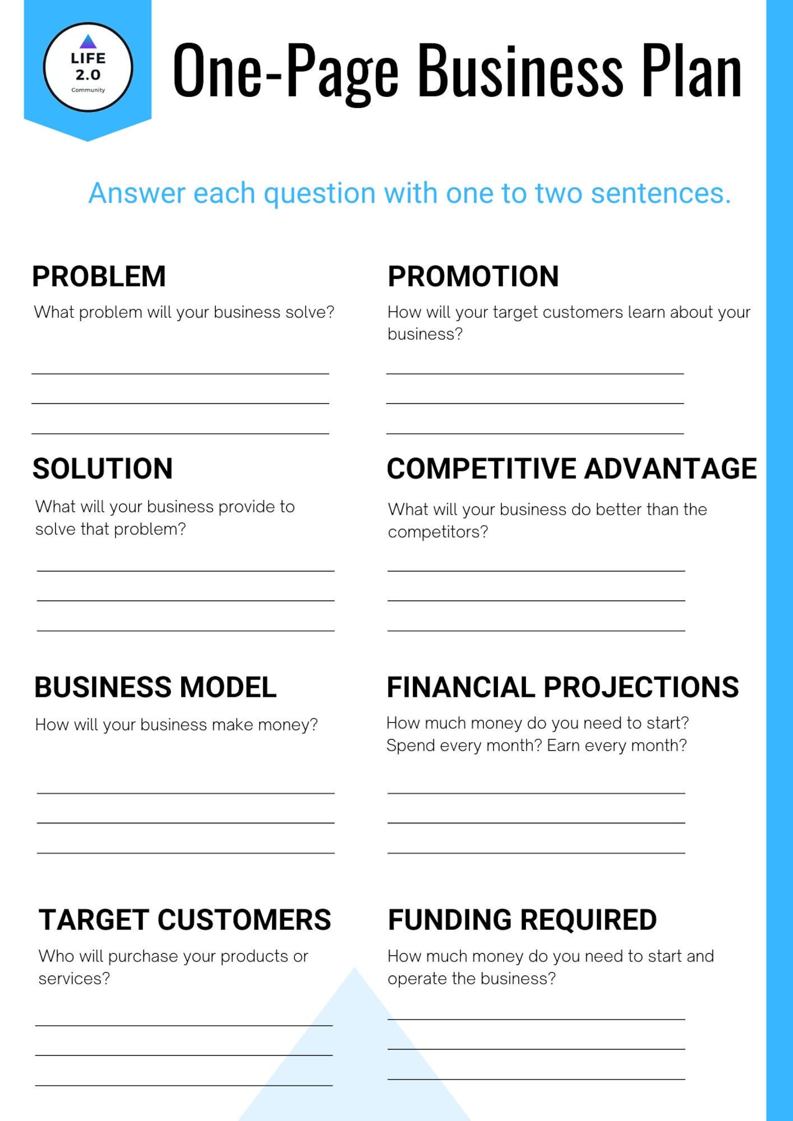 One Page Business Plan | Business Plan Template | Business Planner ...