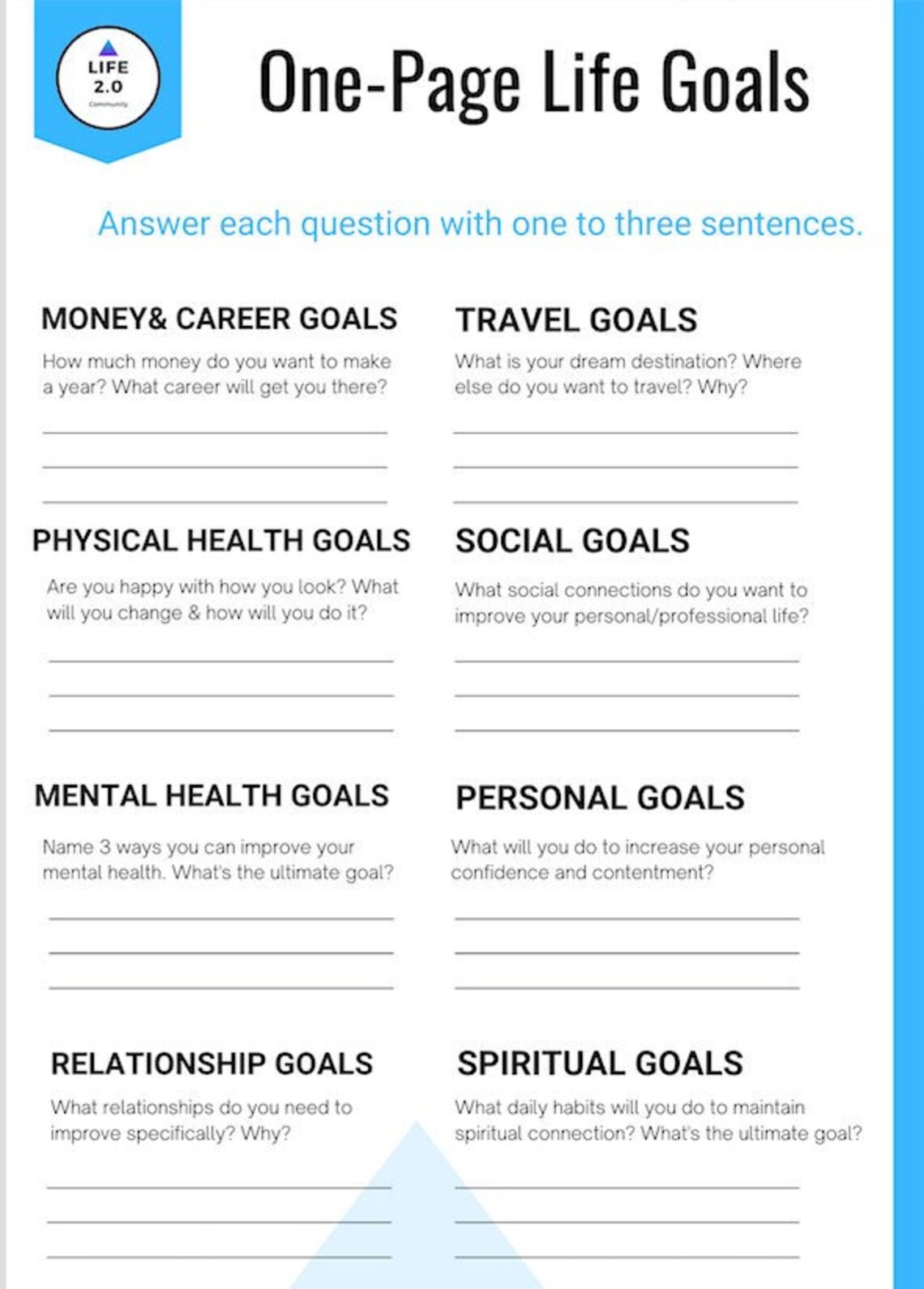 1 Page Life Goals Planner | Goal Planner Digital | Goal PDF | Goal ...