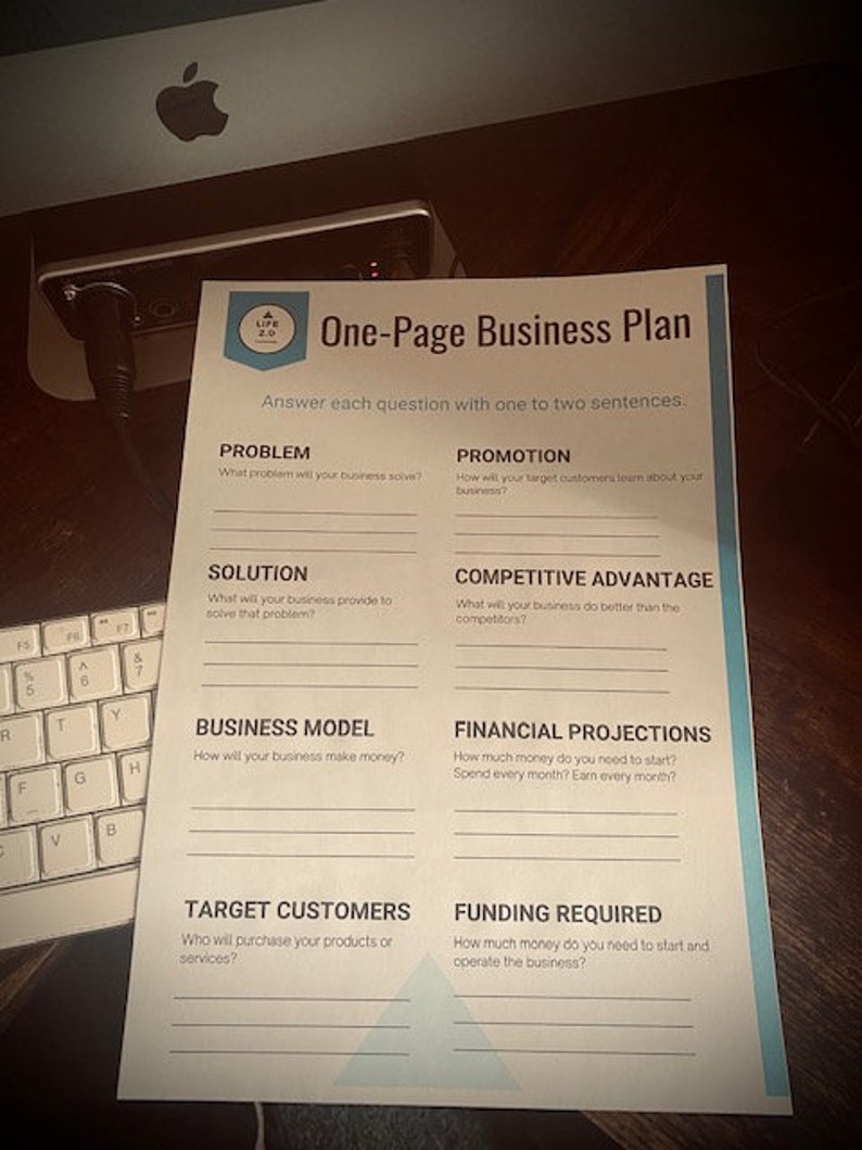 One Page Business Plan | Business Plan Template | Business Planner ...