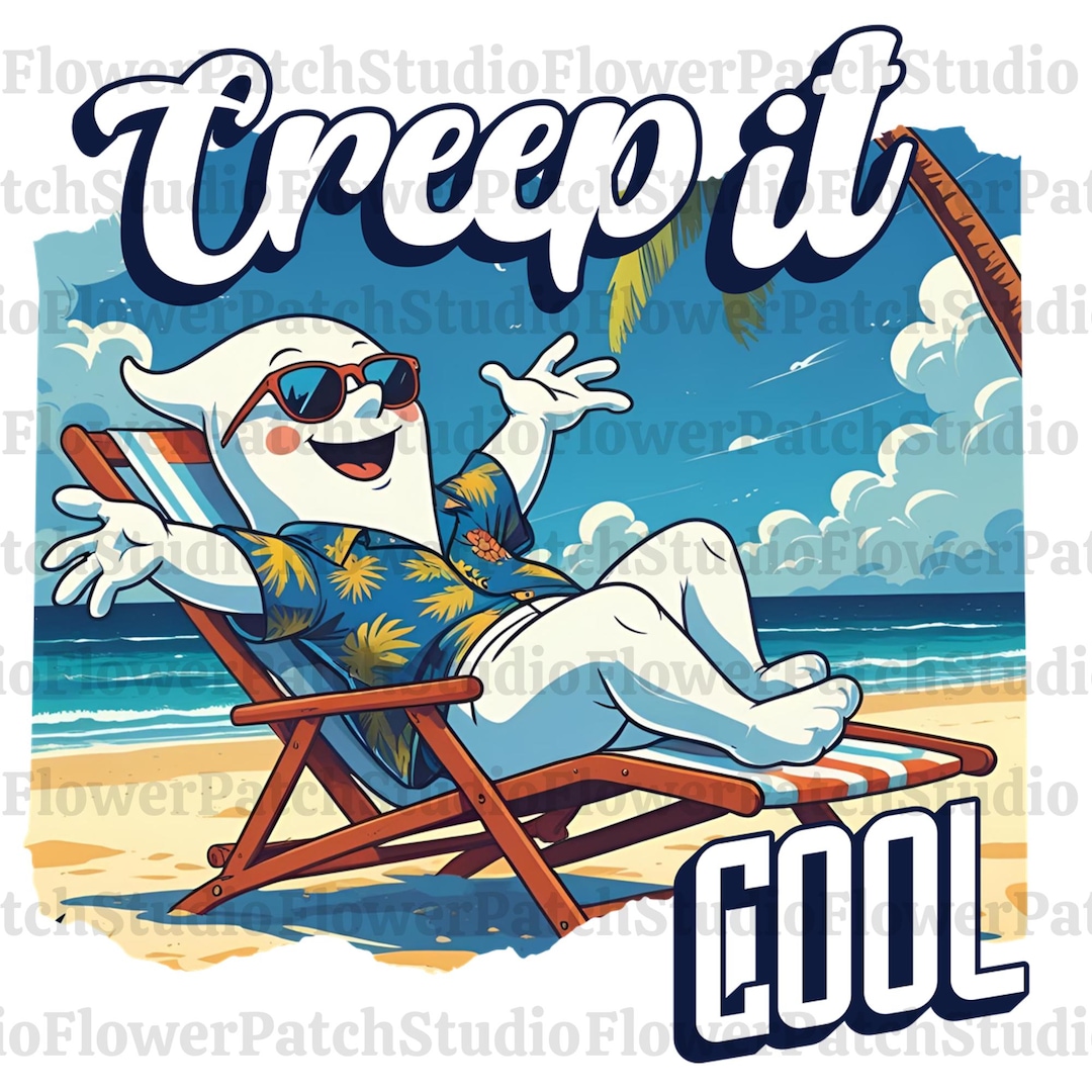 Creep It Cool Summerween Sublimation PNG | Retro Ghost Halloween Beach ...