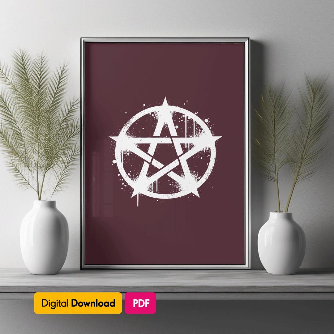 Stylish Pentagram Wall Poster Printable Mystical Art for Home Decor ...