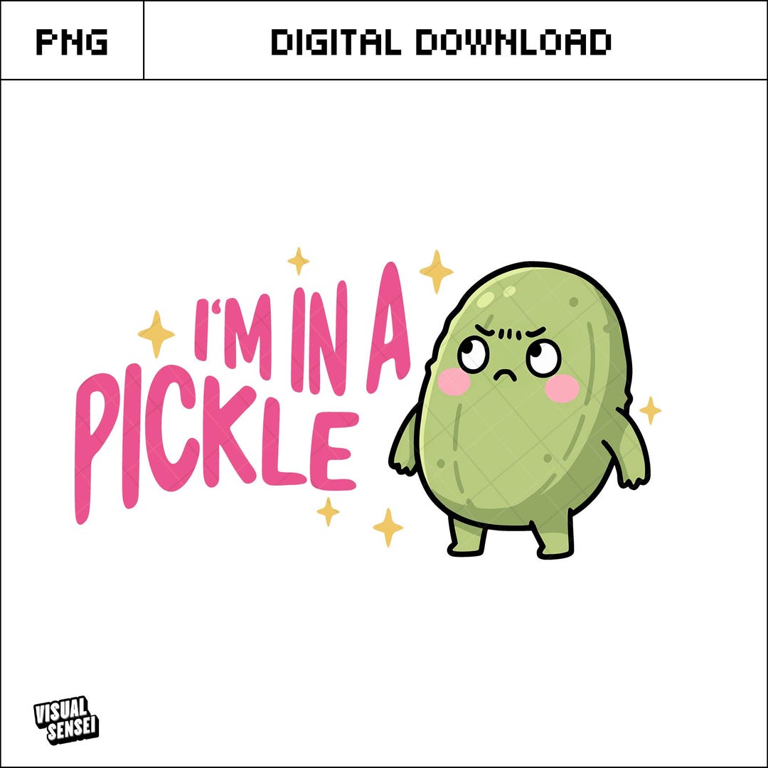 I'm in a Pickle PNG Clipart: Pastel Cartoon Pickle Illustration ...