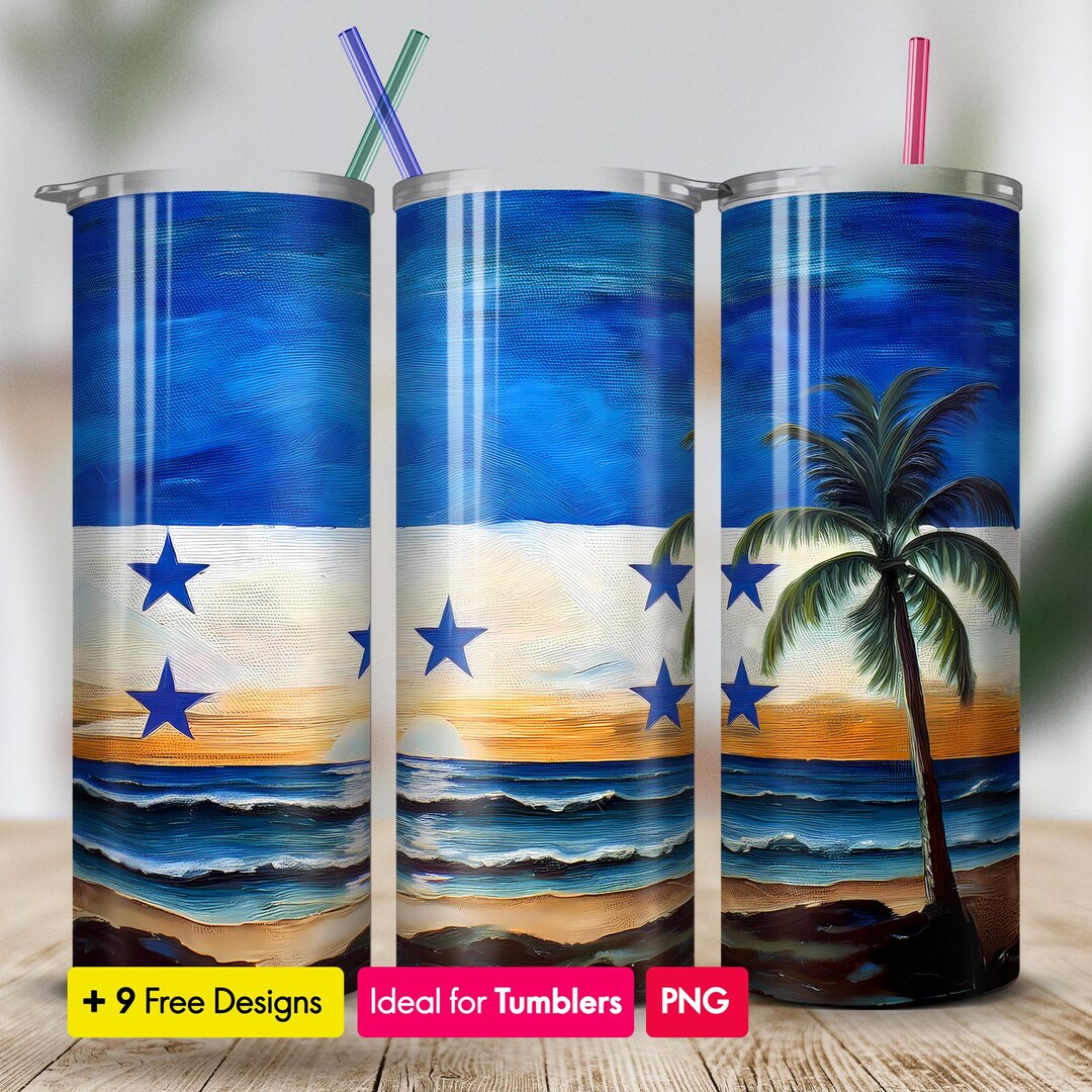 Honduras Flag Tumbler Wrap Patriotic Sublimation PNG Design Perfect ...