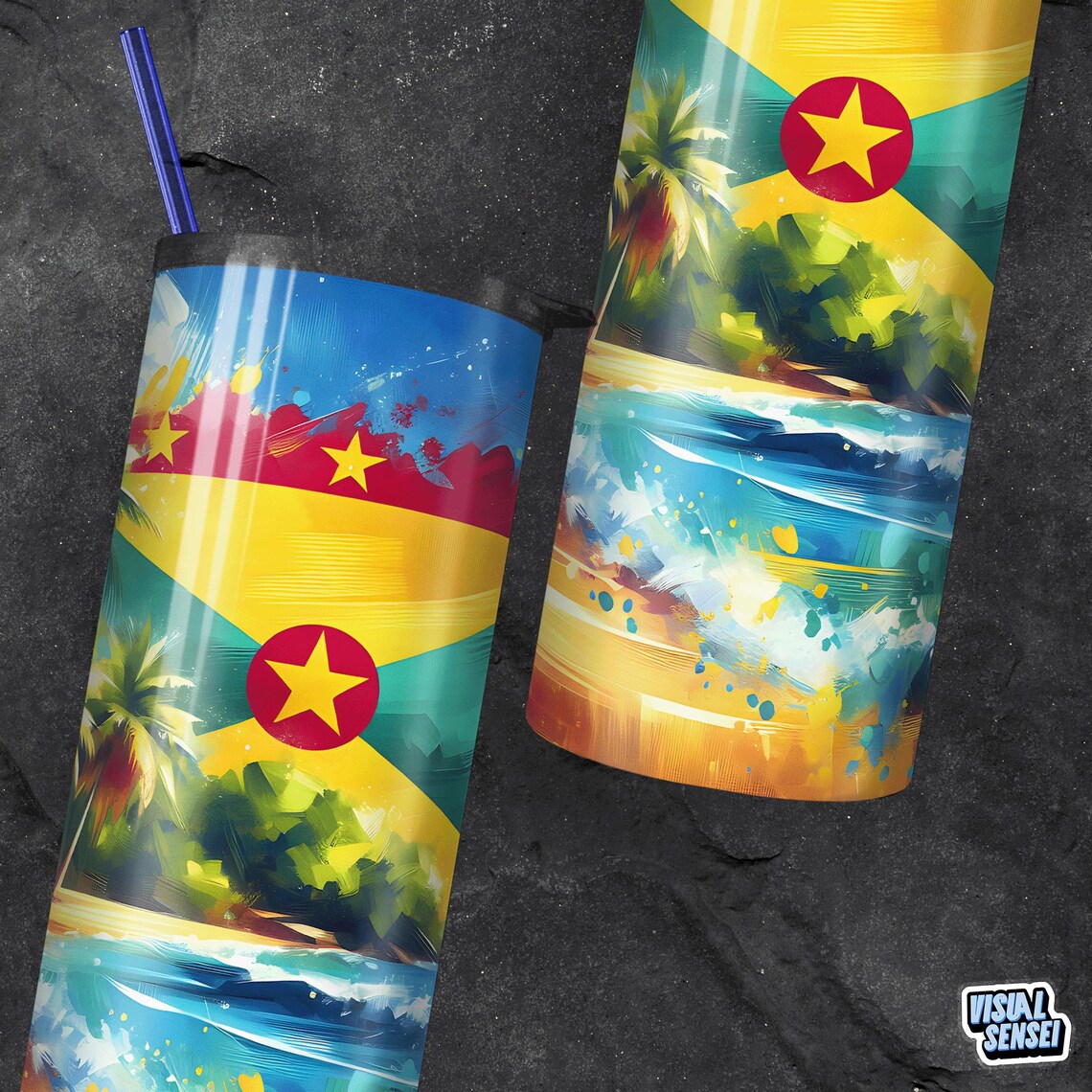 Grenada Flag Tumbler Wrap: Caribbean Island Pride PNG (digital Download ...