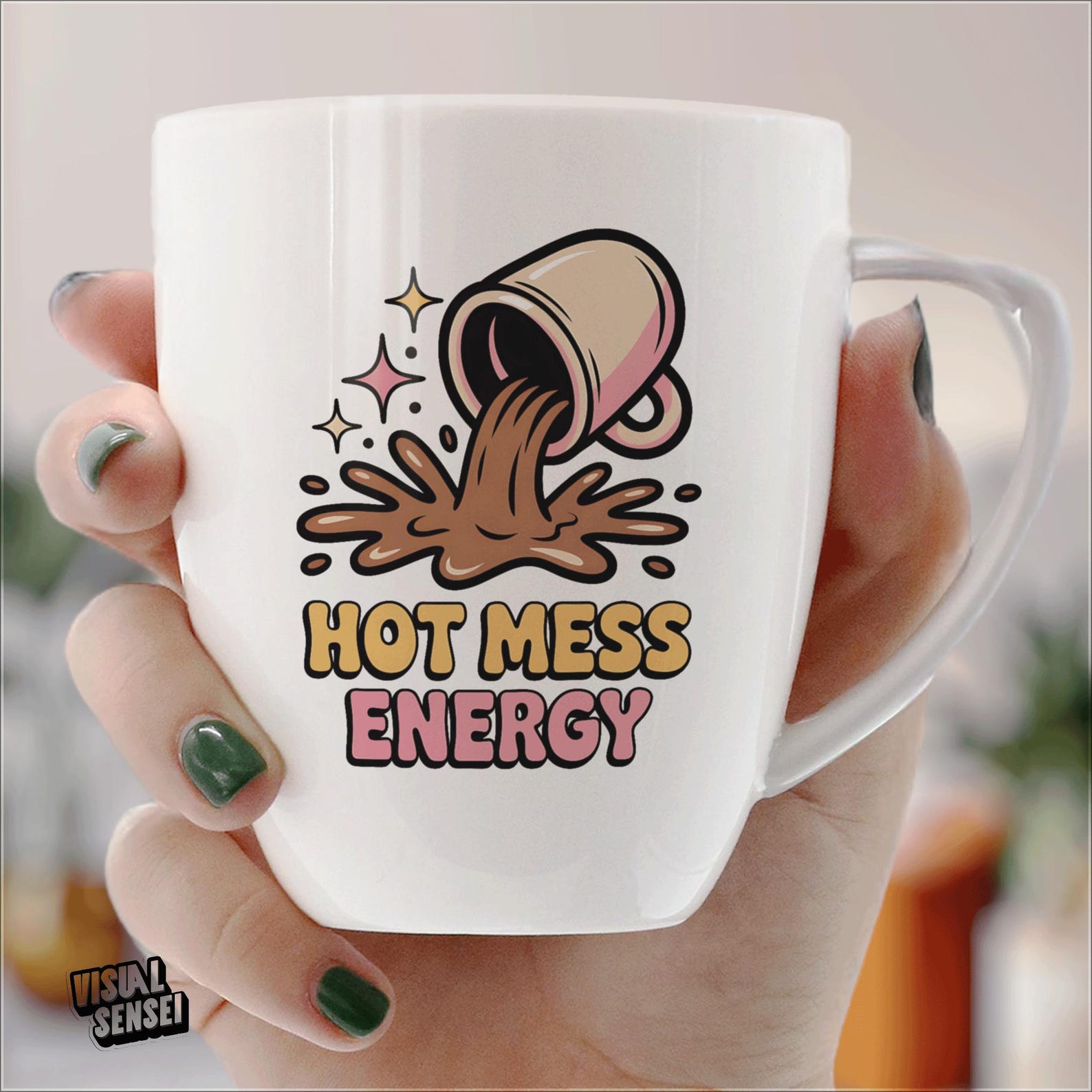 Spilled Coffee Cartoon PNG: Hot Mess Energy Clipart (digital Download ...