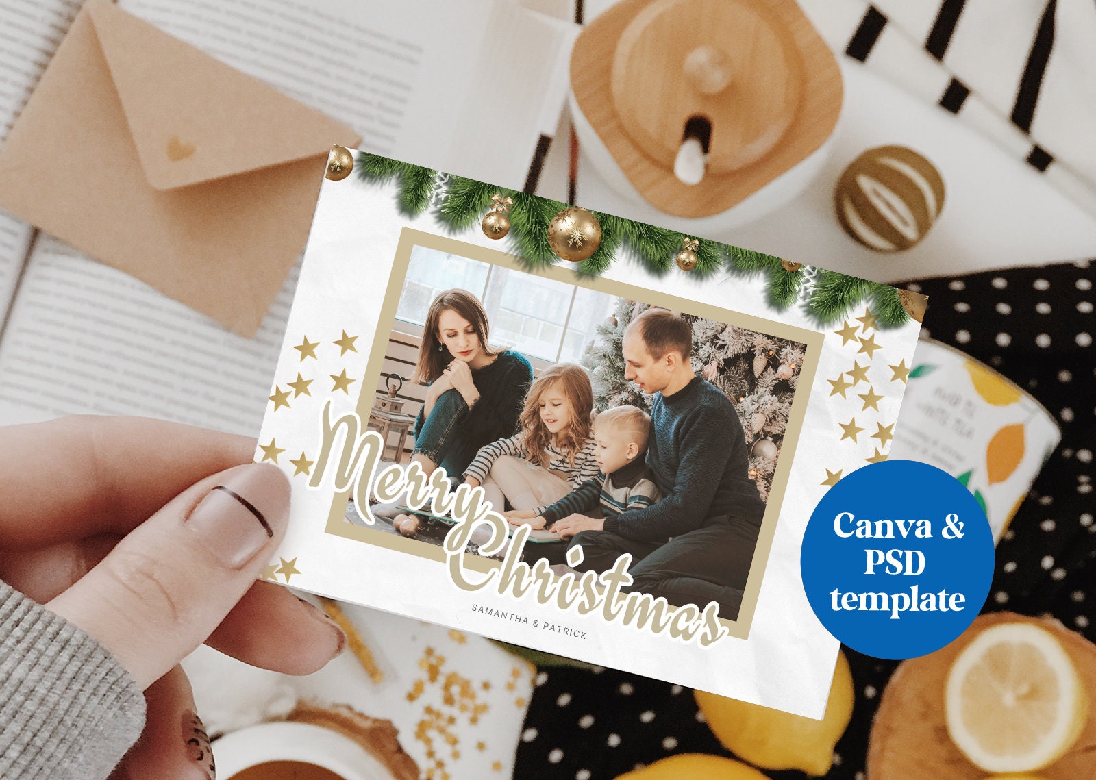 Christmas Family Card Template. Canva and PSD Photoshop File - Etsy