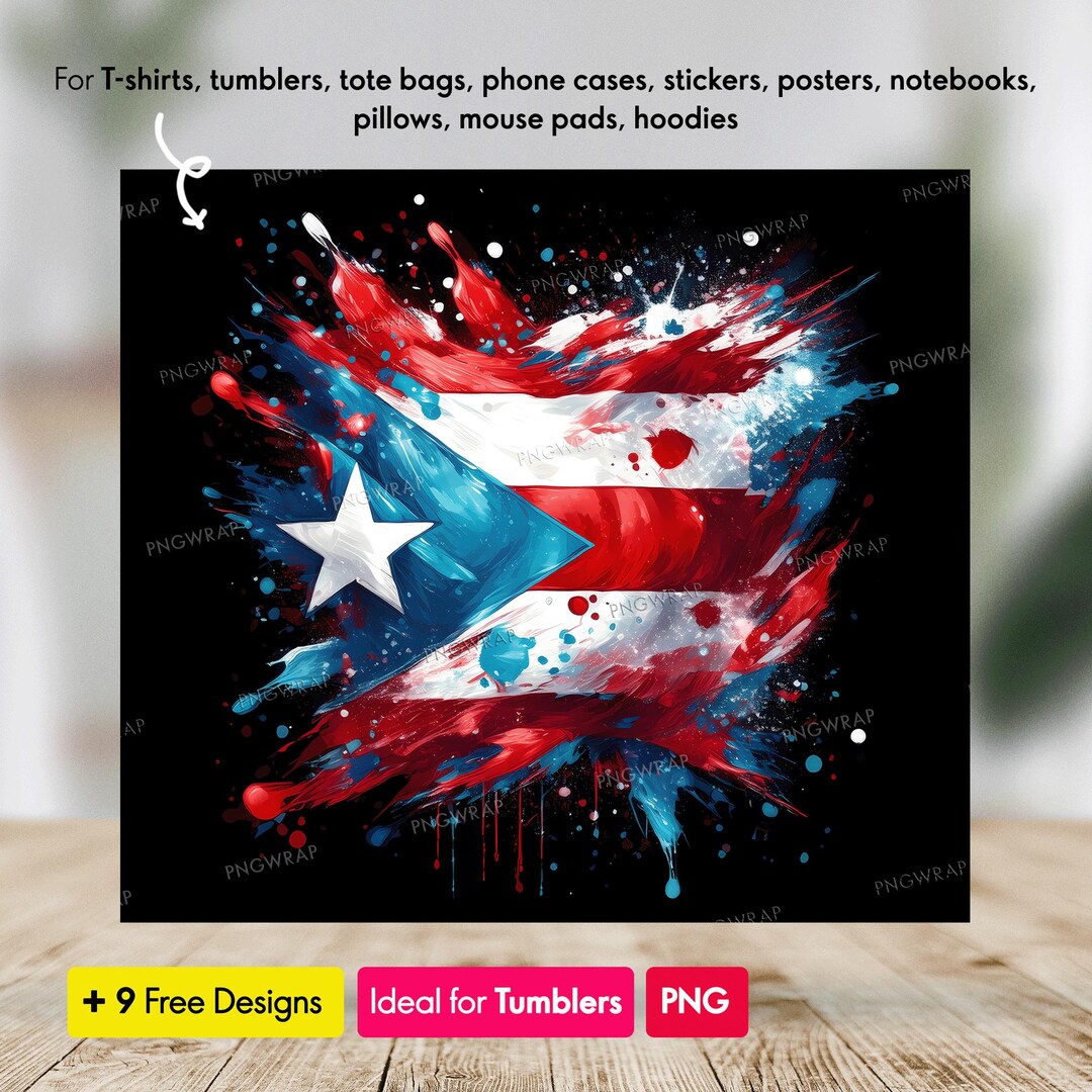 Puerto Rico Flag Tumbler Wrap - Patriotic Puerto Rican Design - Perfect ...