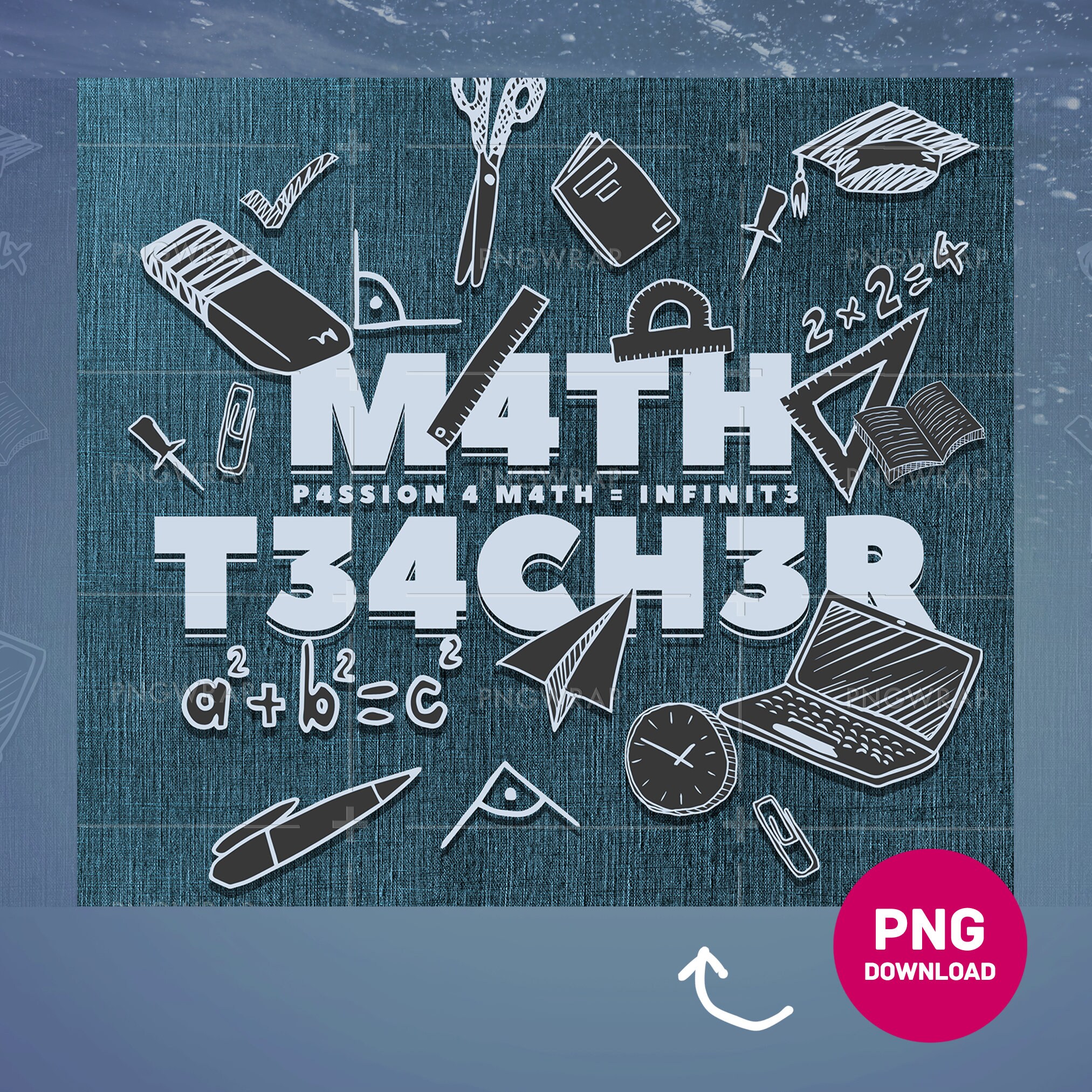 Math Teacher Tumbler Wrap: School Supplies Sublimation Png File Instant ...