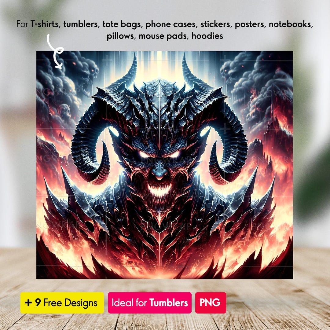 Heavy Metal Demon PNG for Tumblers, T-shirts, Cups, Tote Bags, and More ...