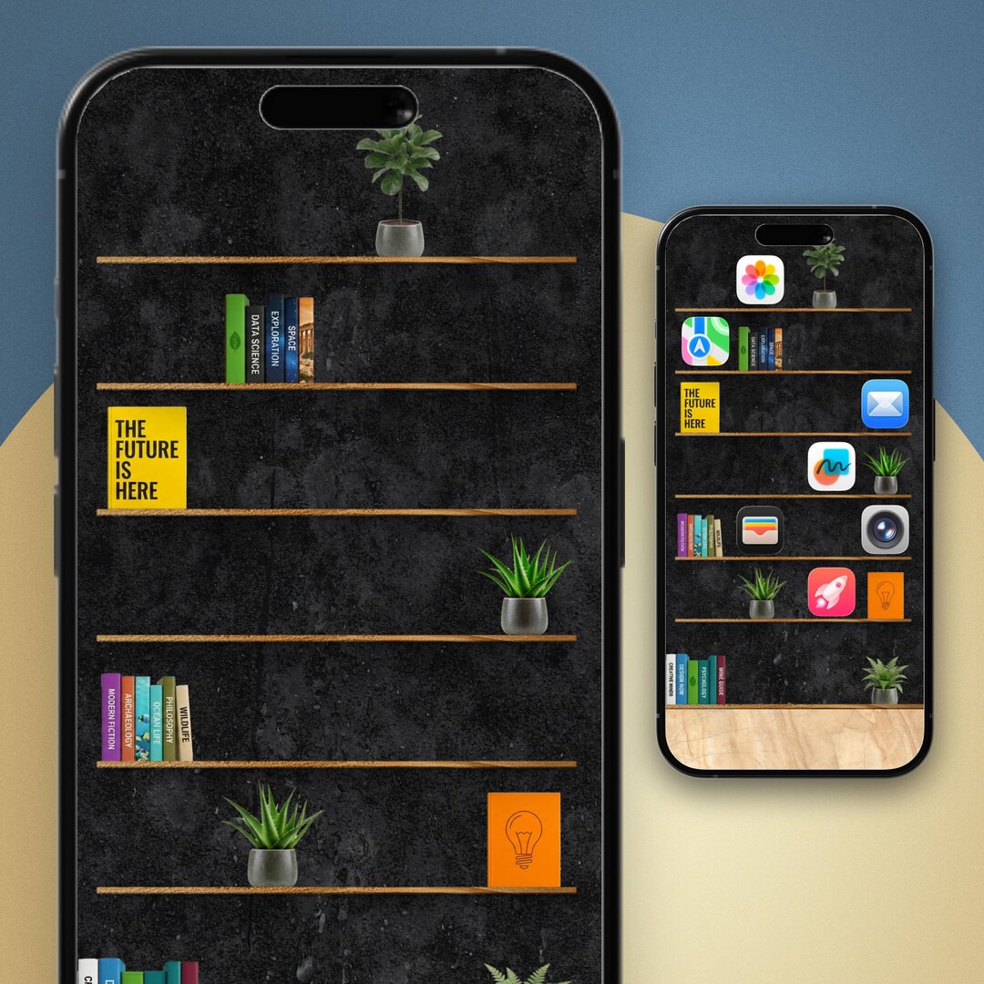 IPhone 17 Pro Bookshelf Wallpaper for Ios 26 (digital Download) - Etsy