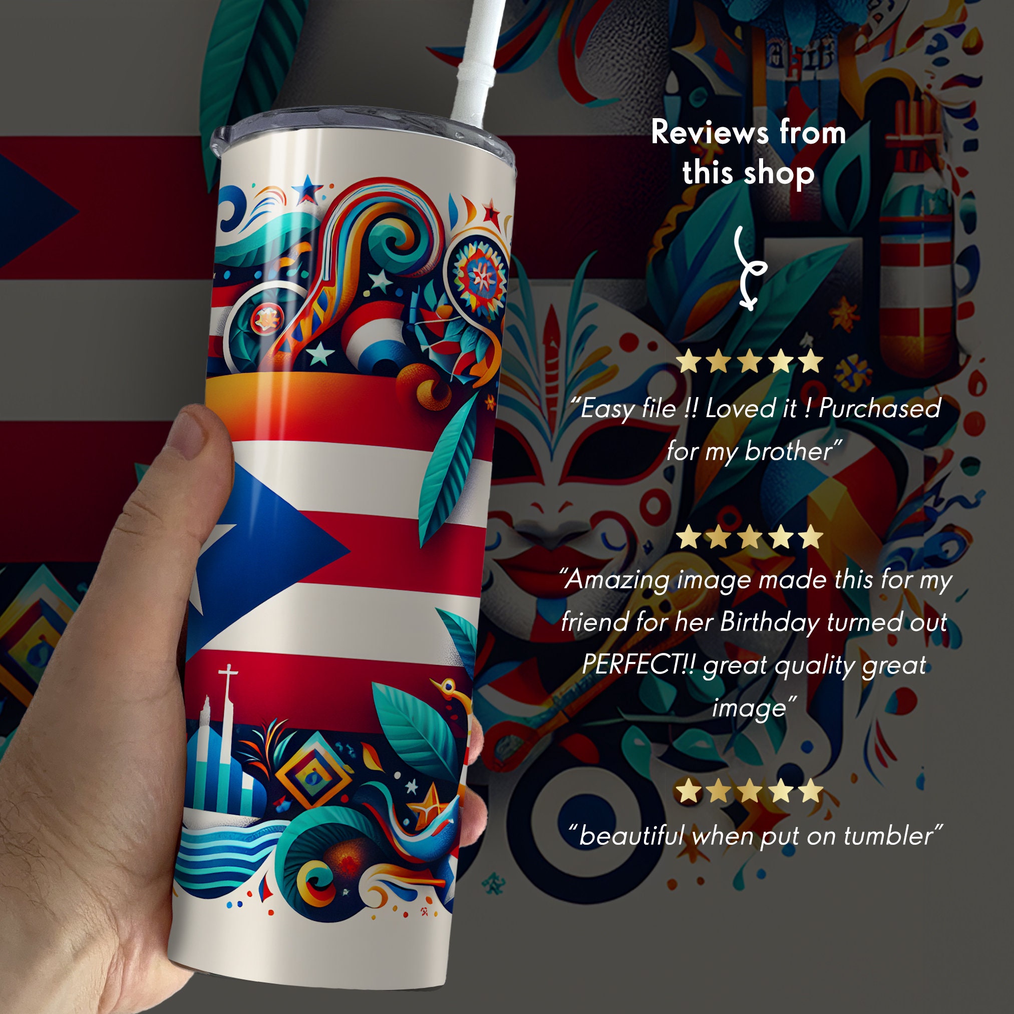 Puerto Rico Tumbler Wrap: Digital Download, Png Sublimation 20oz ...