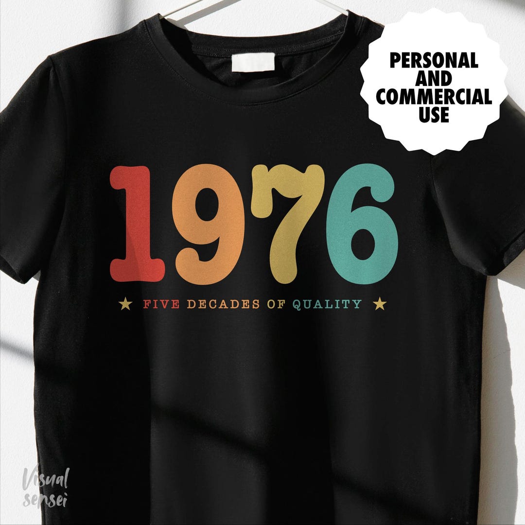 Vintage 1976 50th Birthday PNG Five Decades of Quality Design - Etsy