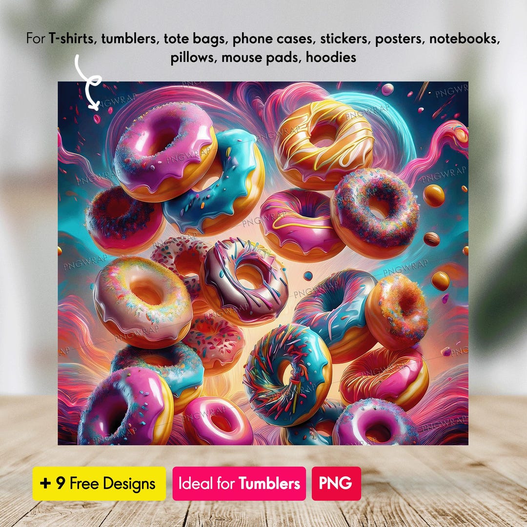 Donuts PNG Wrap Colorful and Fun Doughnut Design Perfect for Tumbler ...