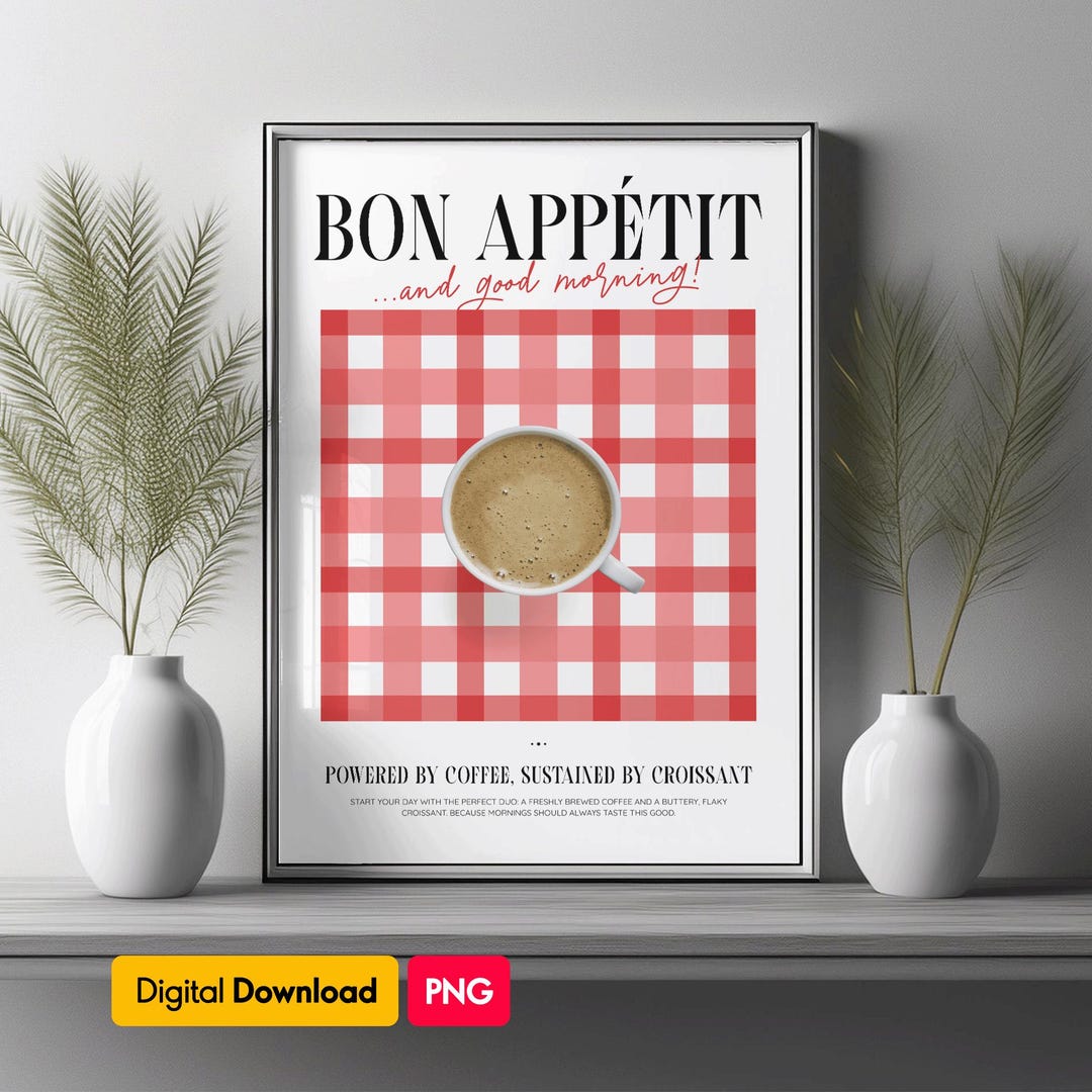 Coffee and Croissant Wall Art Poster Cozy Breakfast-themed Decor for ...