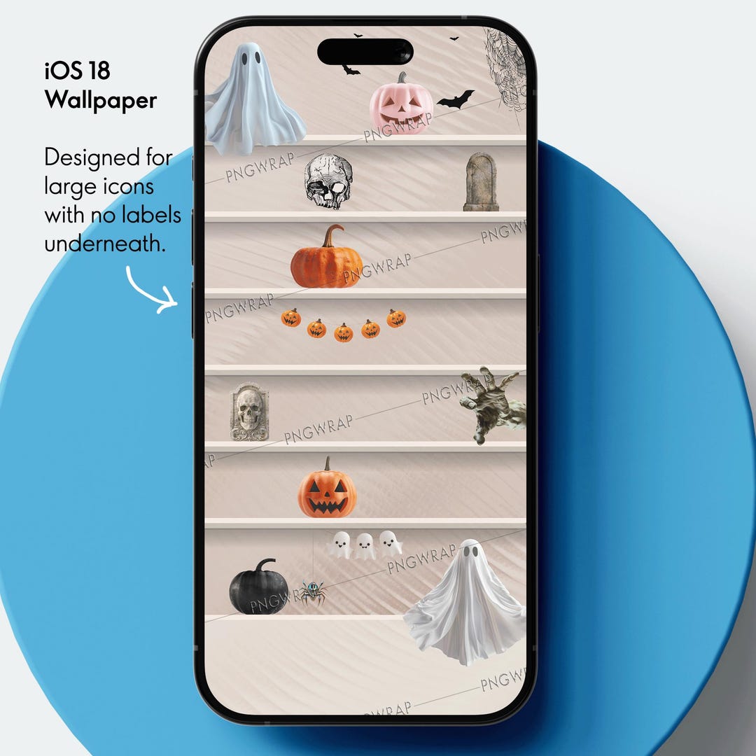 IPhone Wallpaper, Bookshelf With Halloween Pumpkin, Bats, Spiders ...