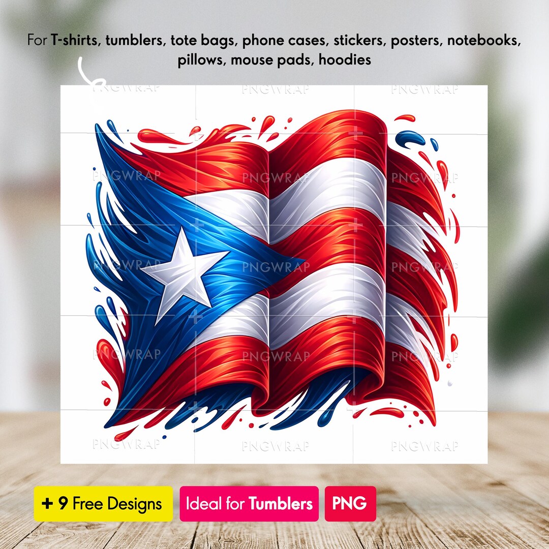 Puerto Rico Flag PNG: Digital Download, Design for Tshirts, Cups, Tote ...