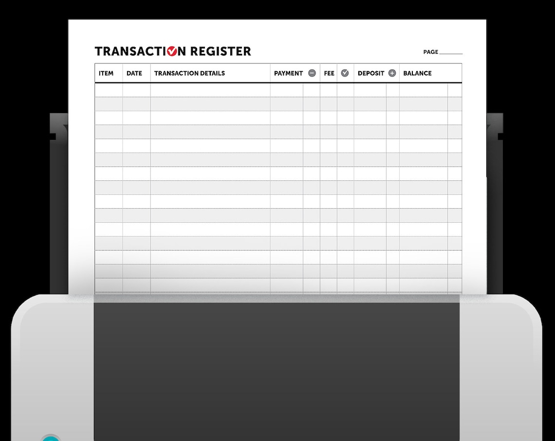 Transaction Register Book Checkbook Bank Statement Finance - Etsy