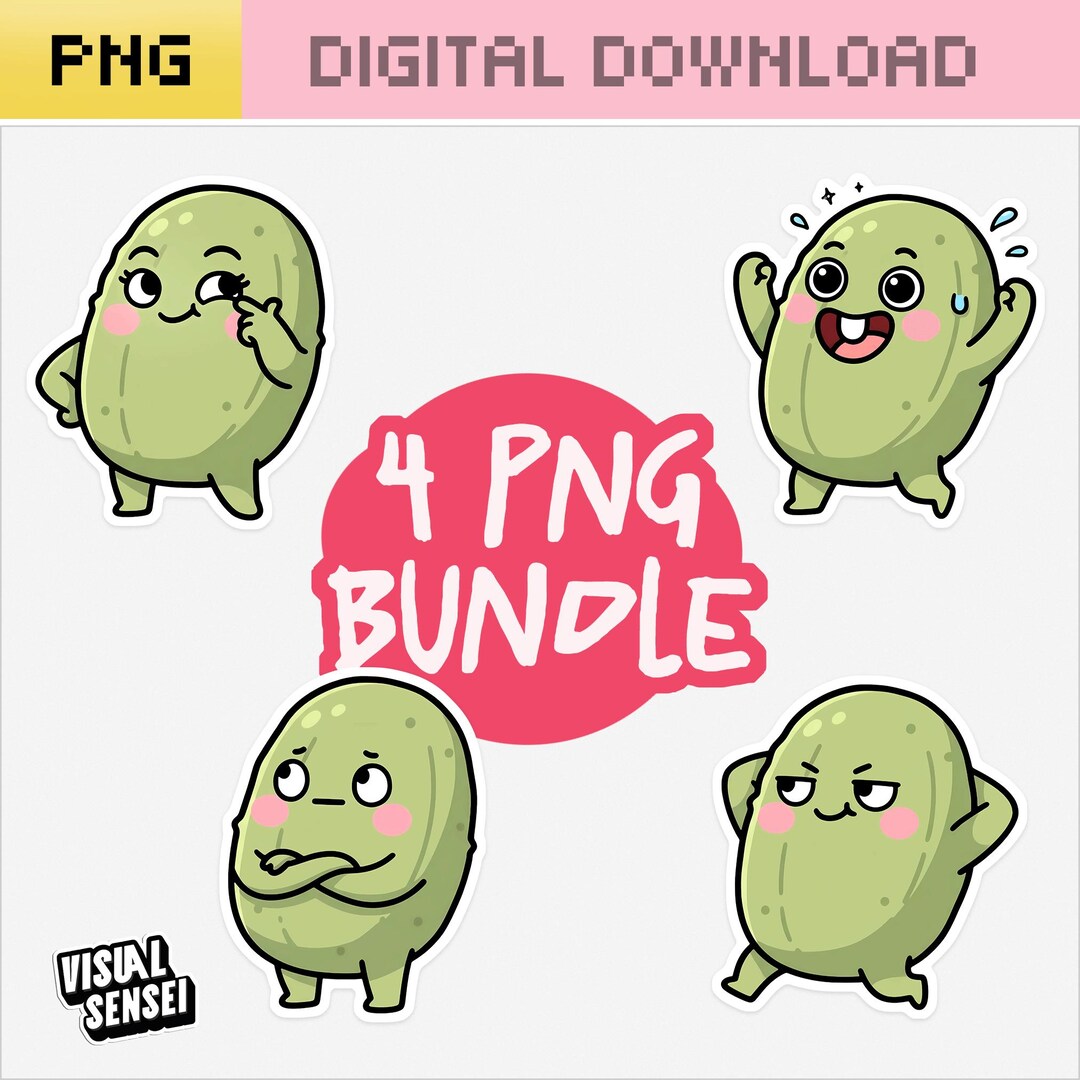 Pickle Bundle PNG Clipart: Pastel Cartoon Pickle Illustration ...