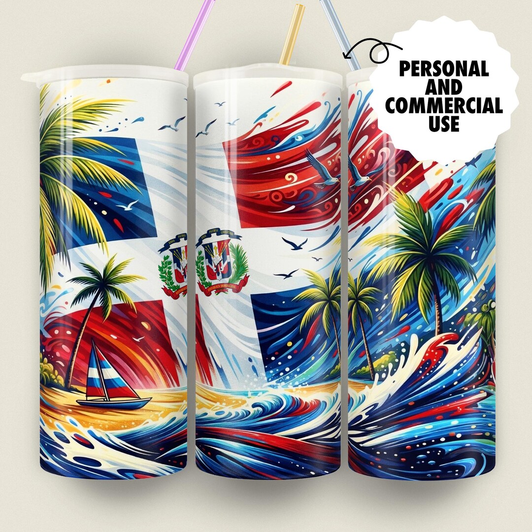 Dominican Republic Tumbler Wrap: Tropical 20oz Sublimation Design ...