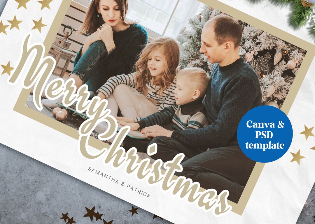 Christmas Family Card Template. Canva and PSD Photoshop File - Etsy