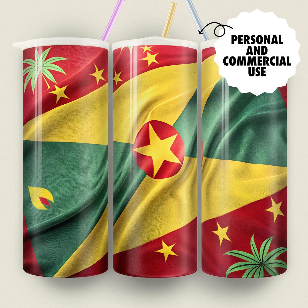 Grenada Flag Tumbler Wrap PNG - Caribbean Island Pride (digital ...