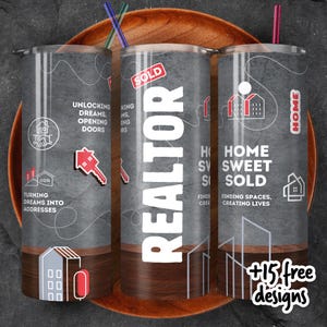 Realtor Tumbler Wrap PNG: Real Estate Agent Sublimation Design (digital ...