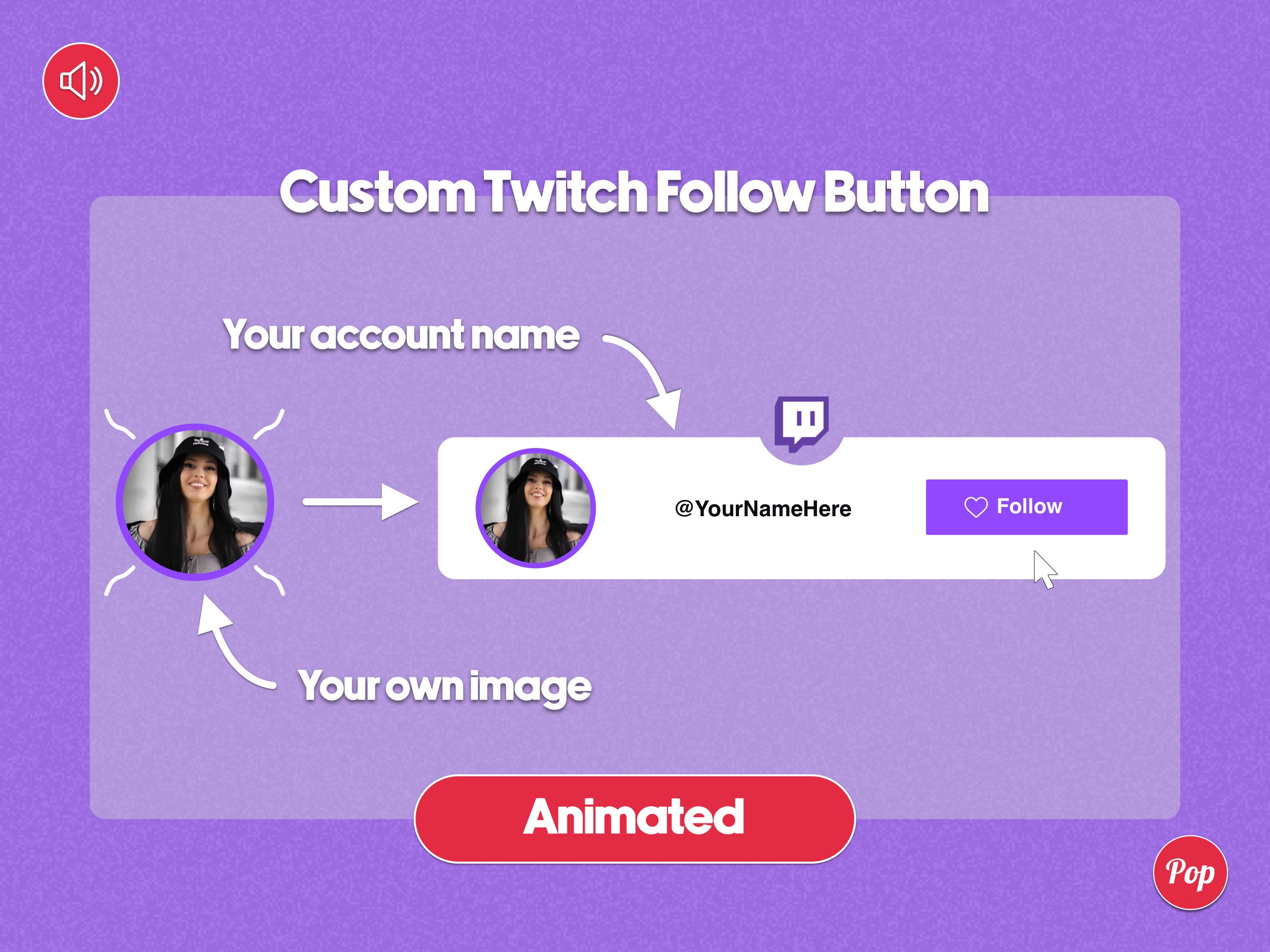Custom Animated Twitch Follow Button Overlay for Stream Overlays Intro ...
