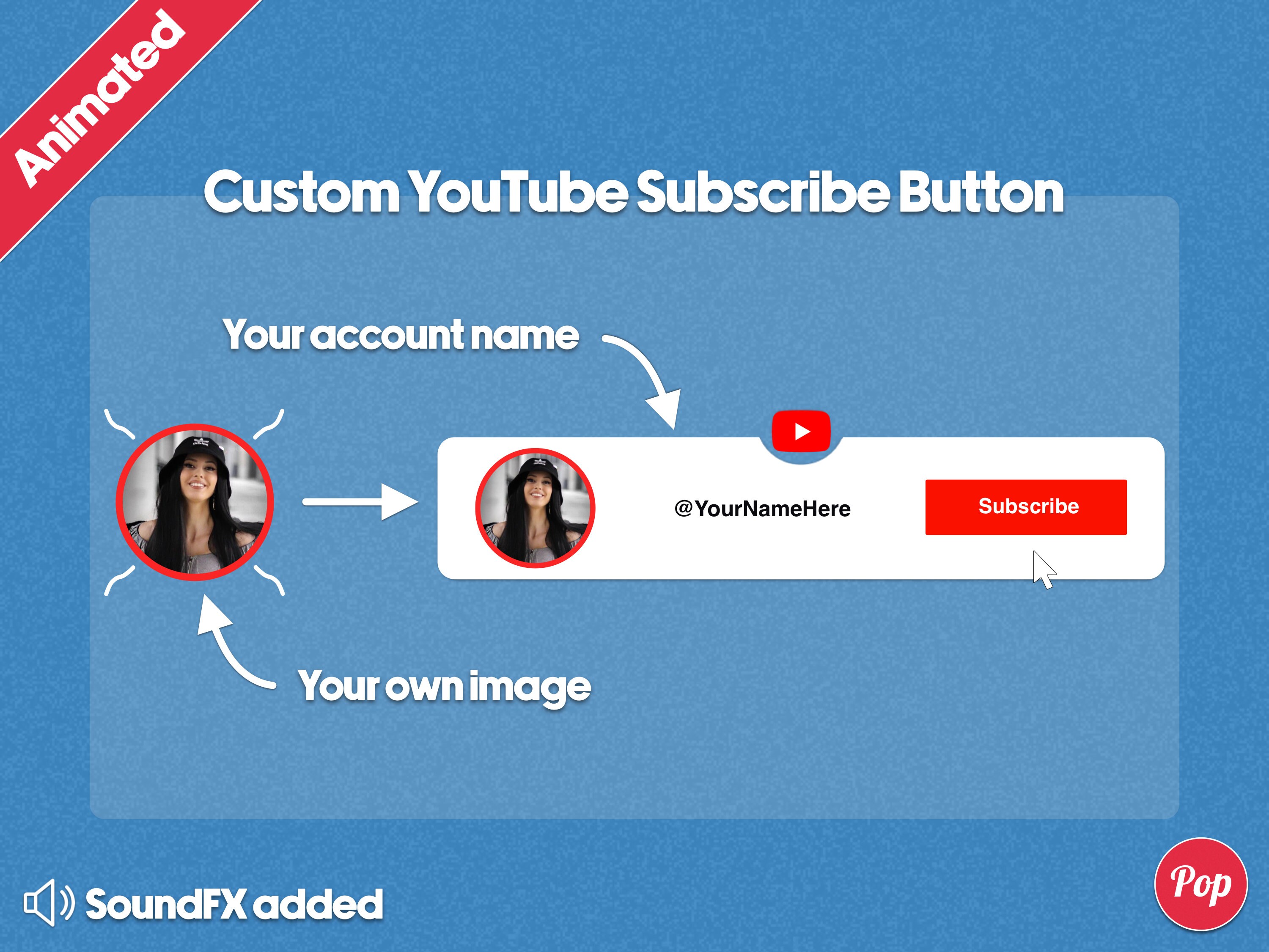 Custom Animated Youtube Subscribe Button for Content Intro Videos - Etsy