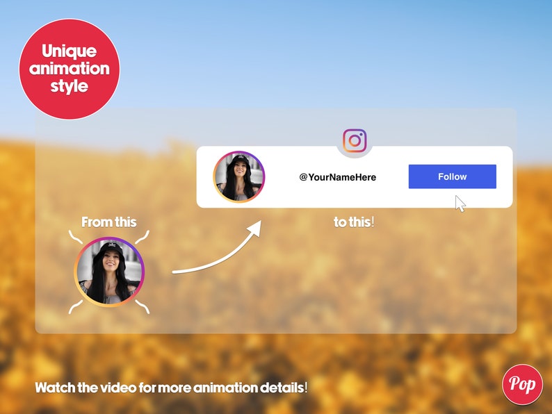 Custom Animated Instagram Follow Button for Content Intro Video Reels ...