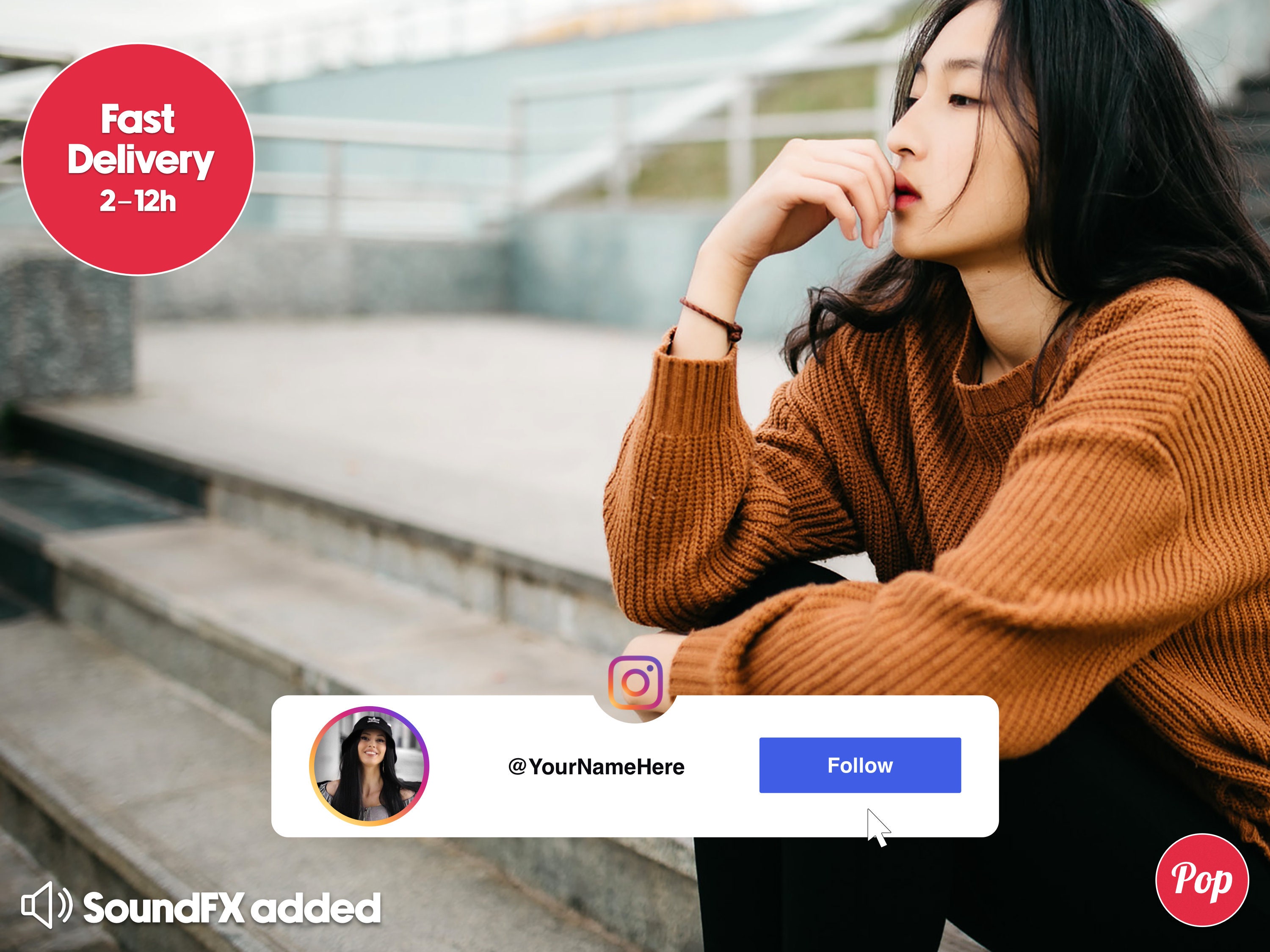 Custom Animated Instagram Follow Button for Content Intro Video Reels ...