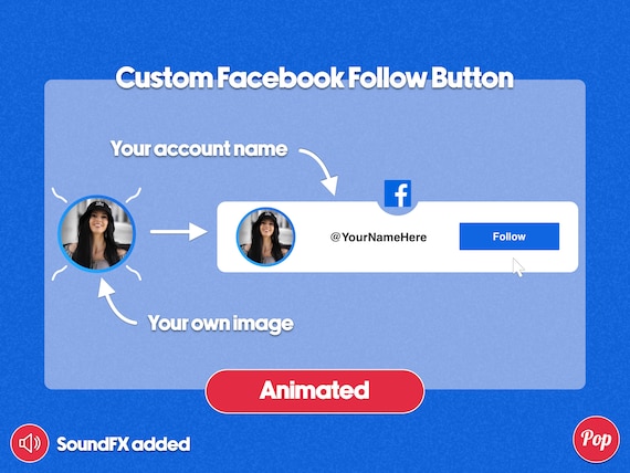 Custom Facebook Follow Button Animation for OBS Overlay and - Etsy