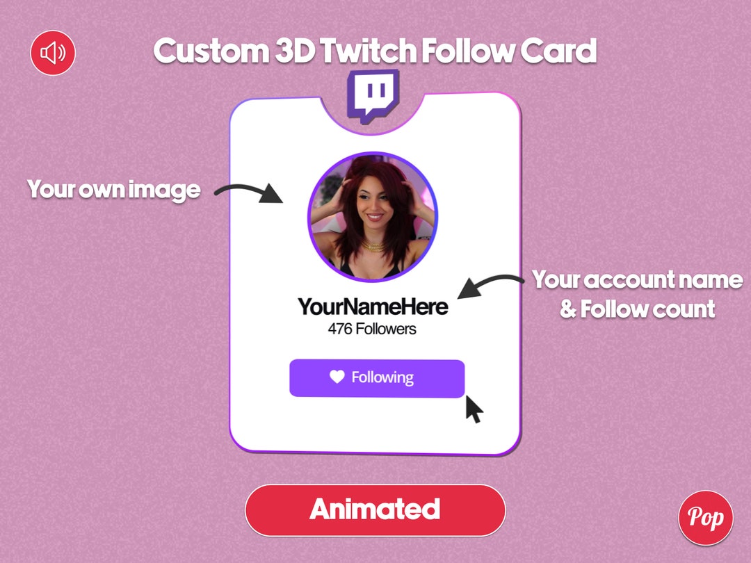 Custom 3D Animated Twitch Follow Button Overlay - Etsy