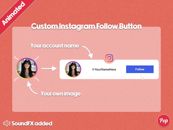 Custom Animated Instagram Follow Button for Content Intro | Etsy