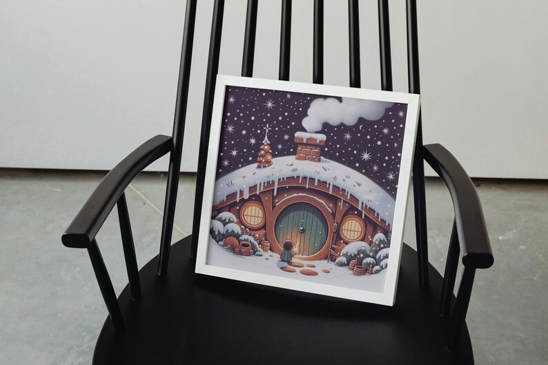 Winter Hobbit Hole Print, Lord of the Rings Christmas Art (digital ...