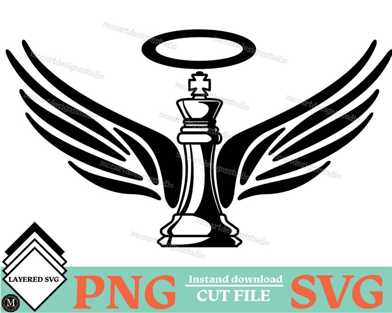 King Chess Piece for Memorial Decals Angel Wings With Halo - Etsy