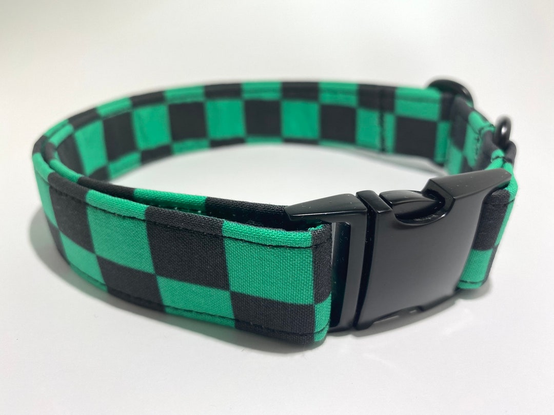 Handmade Japanese Dog Collar: Green Ichimatsu Checkered Pattern - Etsy