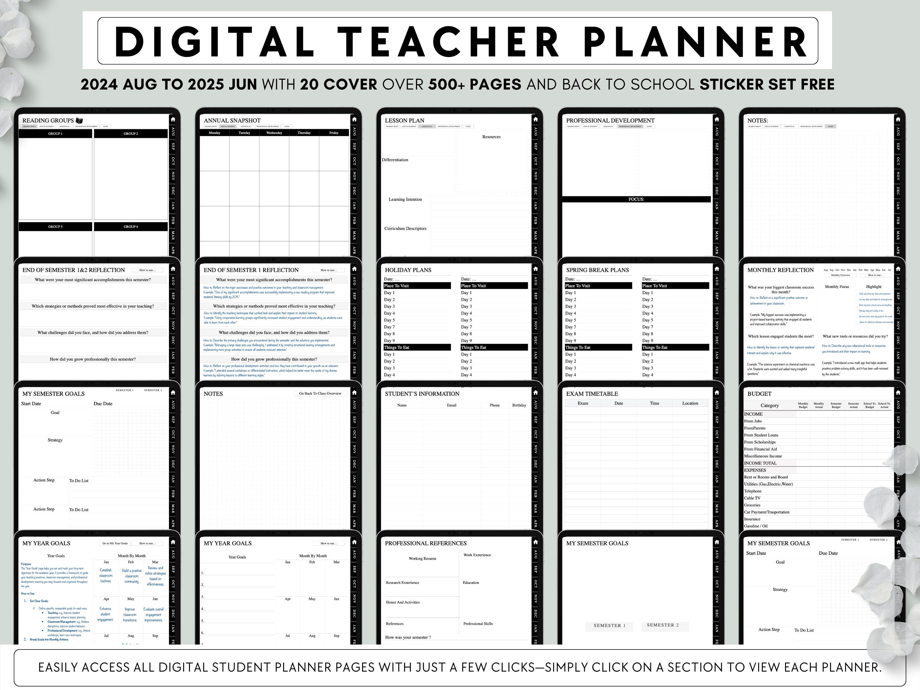 Digital Teacher Planner 2024-2025 Academic Planner Lesson Plan Template ...