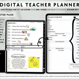 Digital Teacher Planner | Hyperlinked Academic Lesson Plan (digital ...